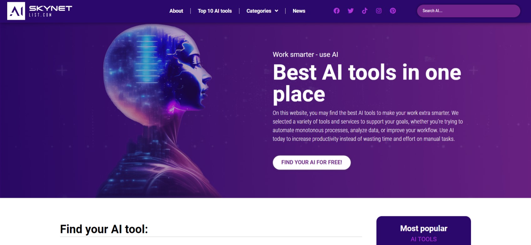 Top 10 AI tools - SKYNET LIST
